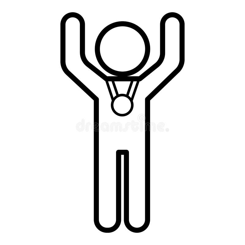 Cartoon stickman champion stock vector. Illustration of winner - 257650420