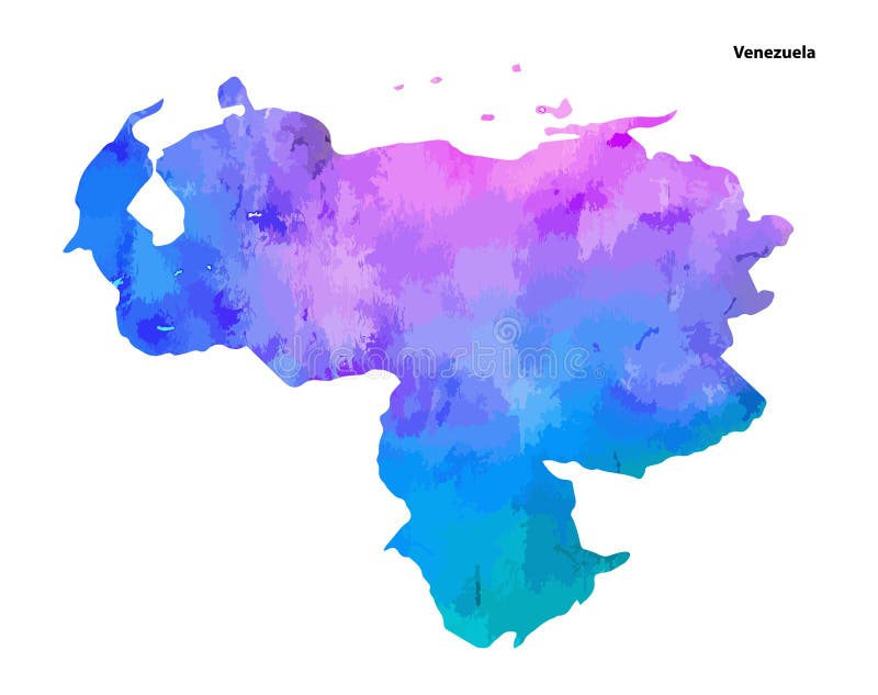 Colorful Watercolor Map Design of Country Venezuela Isolated on White ...