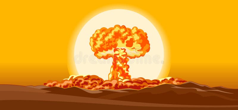 Nuclear Bomb Explosion. Atomic Bomb and Mushroom Clouds Stock Vector ...