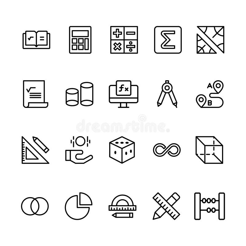 Set of Icon Math with Outline Style Stock Illustration - Illustration ...