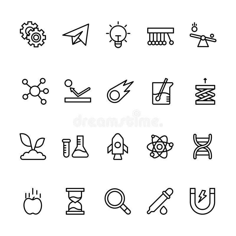Set of Icon Science with Outline Style Stock Vector - Illustration of ...