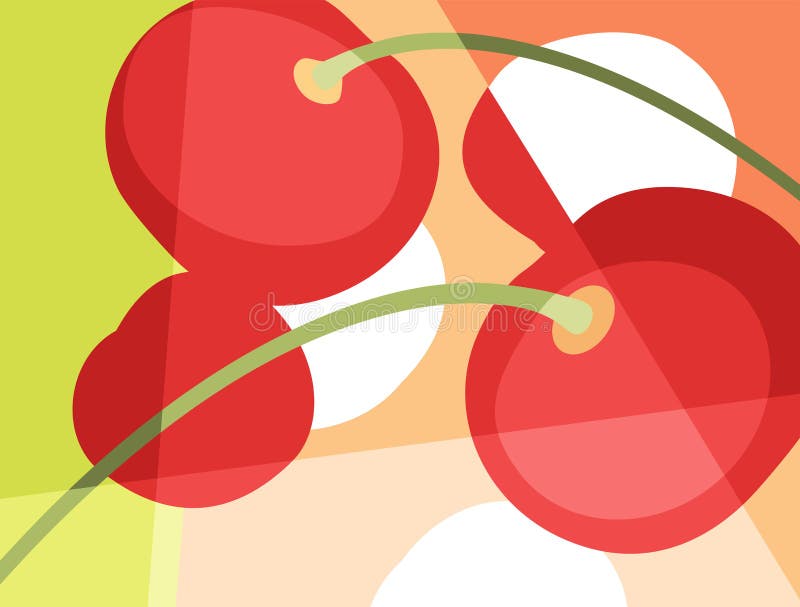 Abstract Fruit Design in Flat Cut Out Style. Close Up View of Red ...
