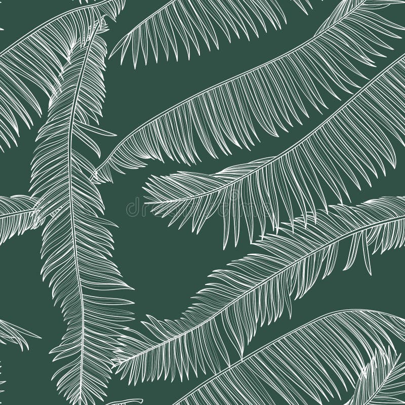 Fashionable Seamless Tropical Pattern with Line Tropical Palms Leaves ...