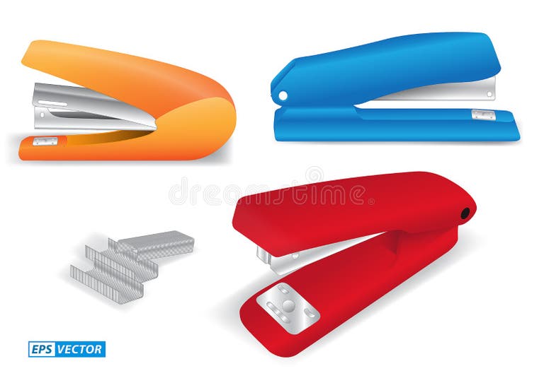 Set of Realistic Stapler with Stainless Steel Handle. Eps Vector. Stock ...