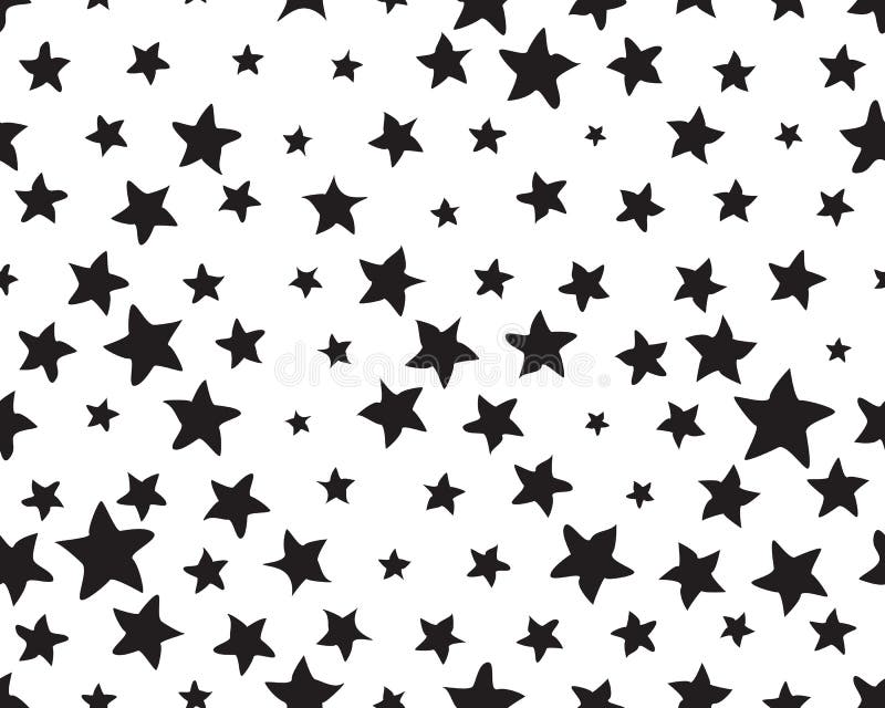 Black Stars Random Size, Seamless Pattern Stock Illustration ...