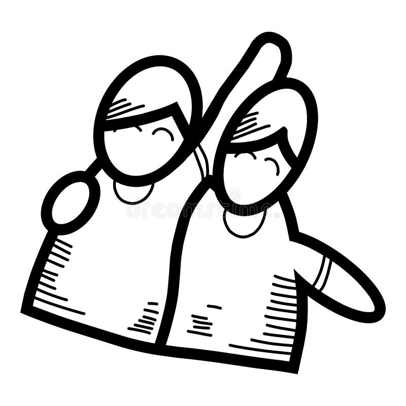 Doodle people hug stock vector. Illustration of flat - 257948921