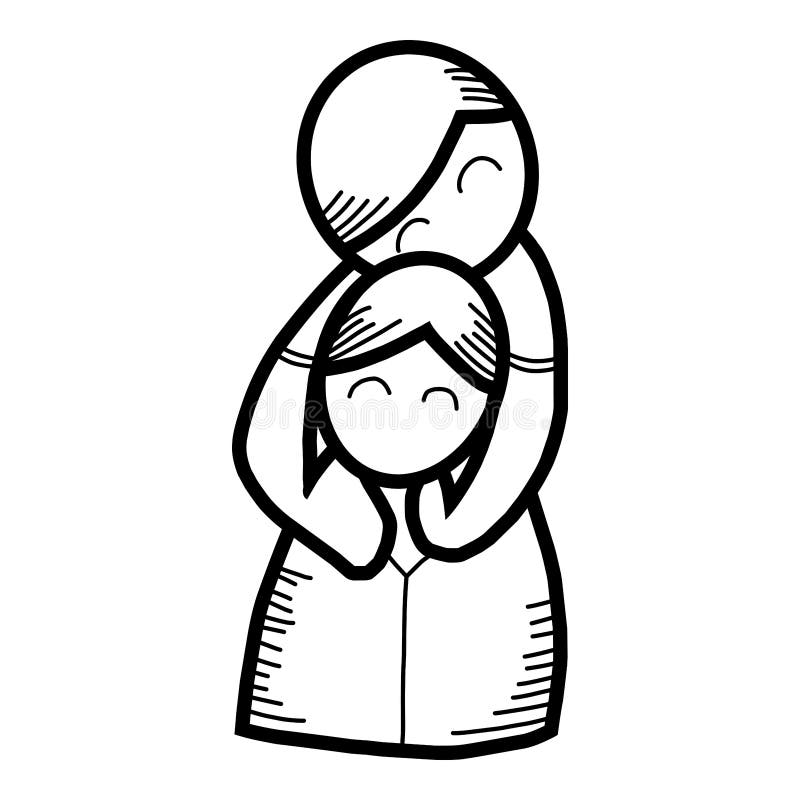 Doodle people hug stock vector. Illustration of flat - 257948921