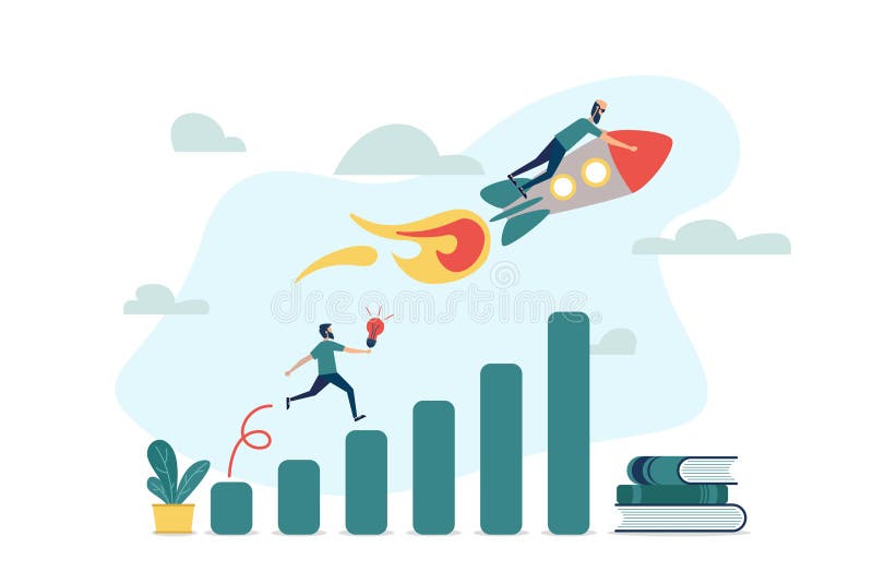 Financial Report Graph with Exponential Arrow from Flying Rocket ...
