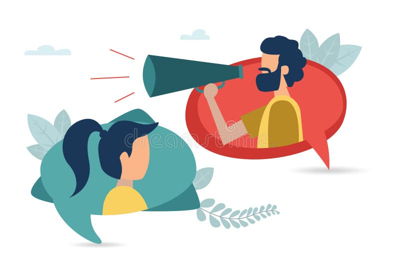 Color Speech Bubble with Man and Woman. Message Quote Speech for ...