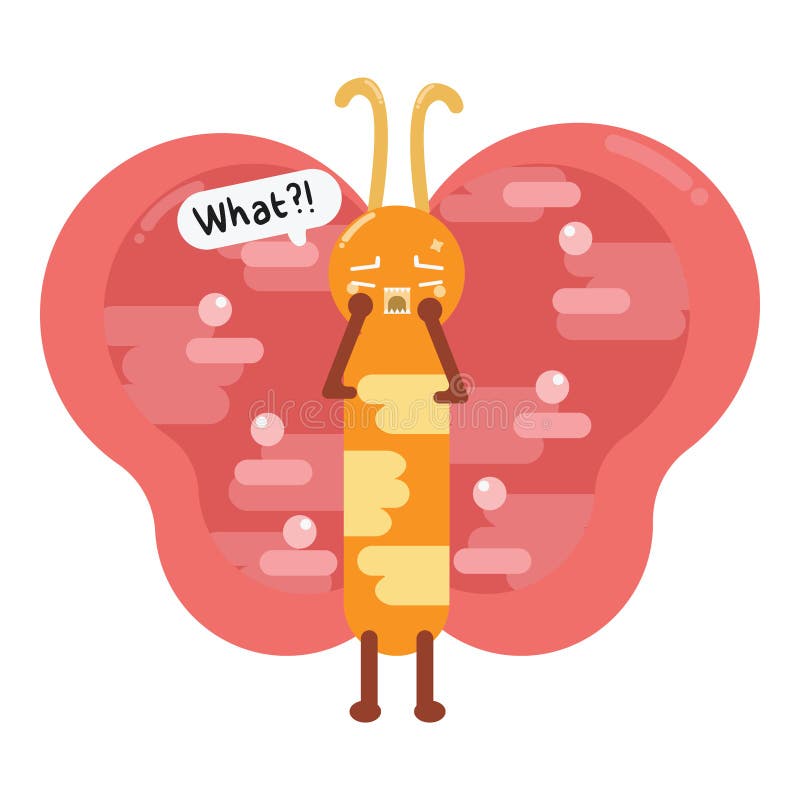 Cartoon Sticker Butterfly Angry Emoticon Stock Vector - Illustration of ...
