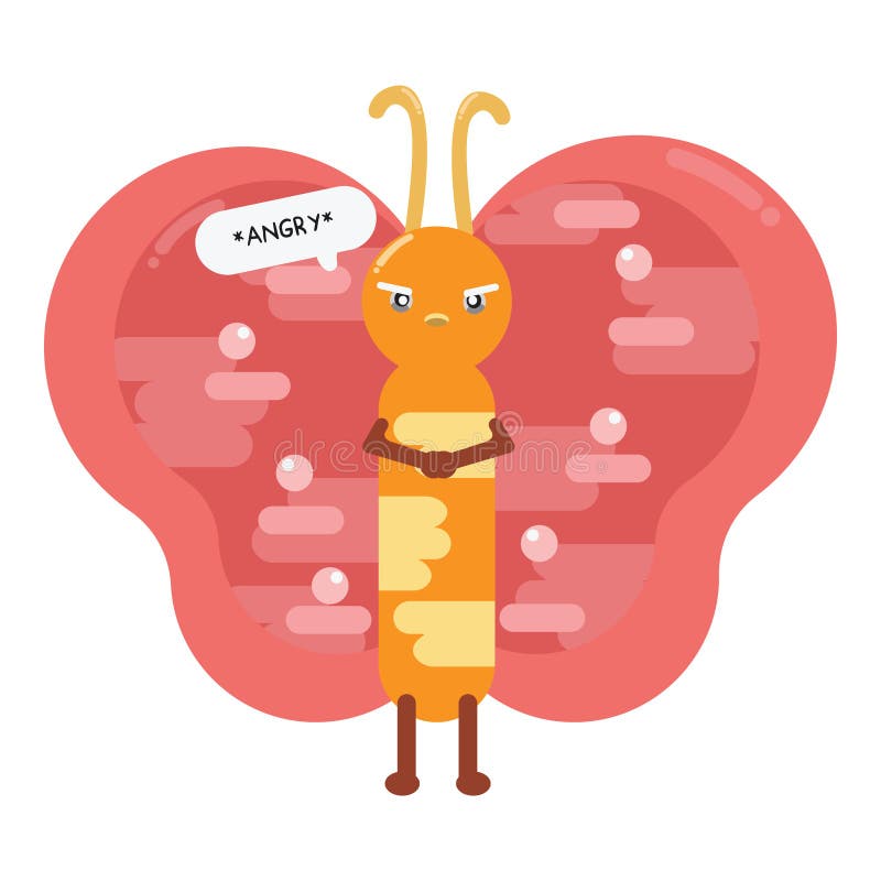 Cartoon Sticker Butterfly Angry Emoticon Stock Vector - Illustration of ...