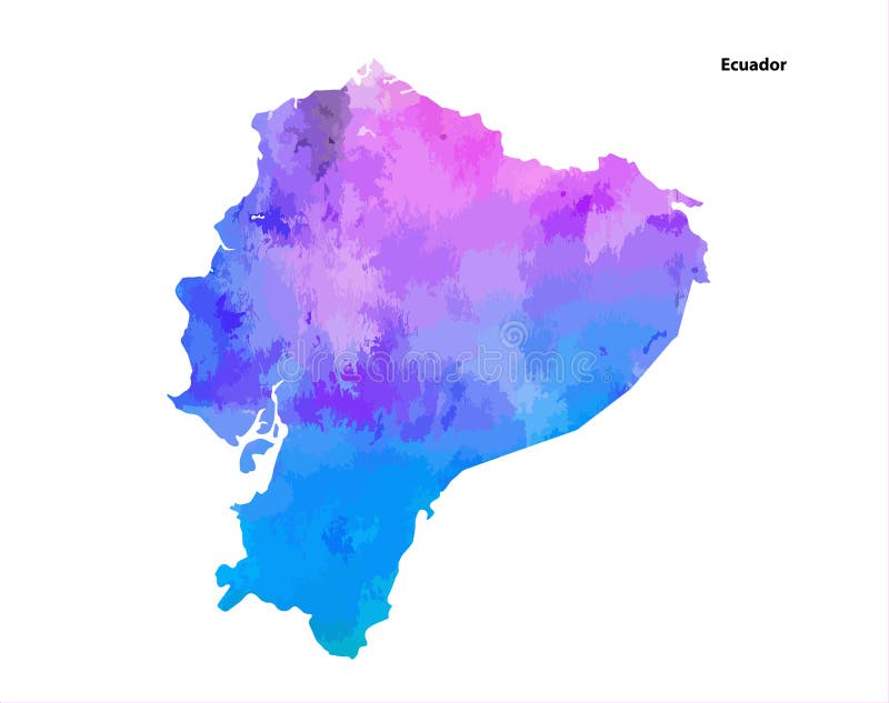 Colourful Watercolour Map Design of Country Ecuador Isolated on White ...