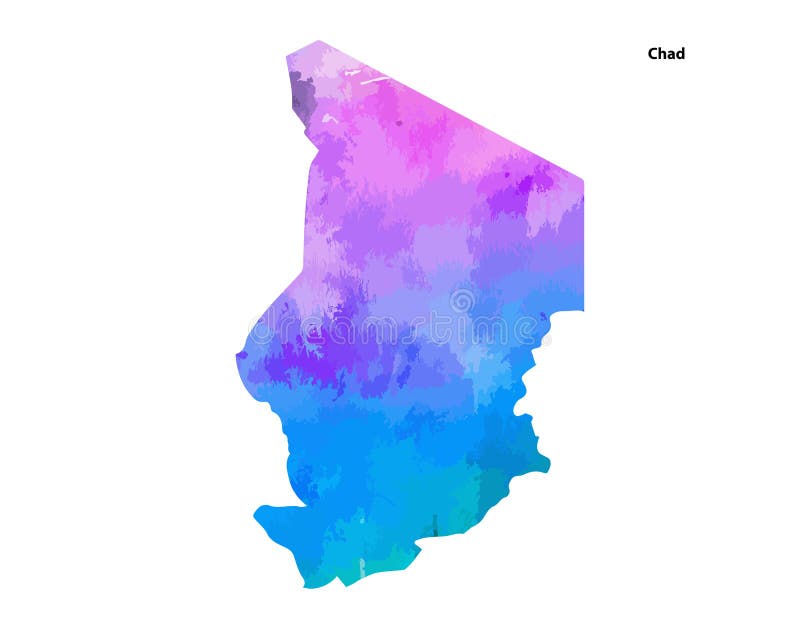 Colourful Watercolour Map Design of Country Chad Isolated on White ...