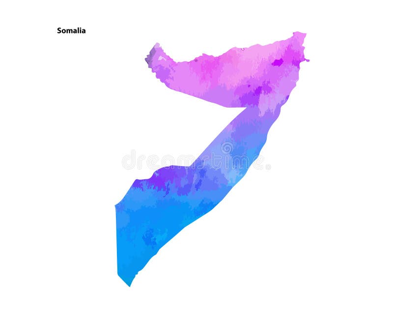 Colourful Watercolour Map Design of Country Somalia Isolated on White ...
