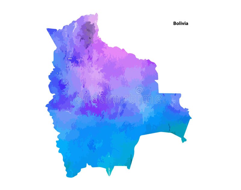 Colourful Watercolour Map Design of Country Bolivia Isolated on White ...