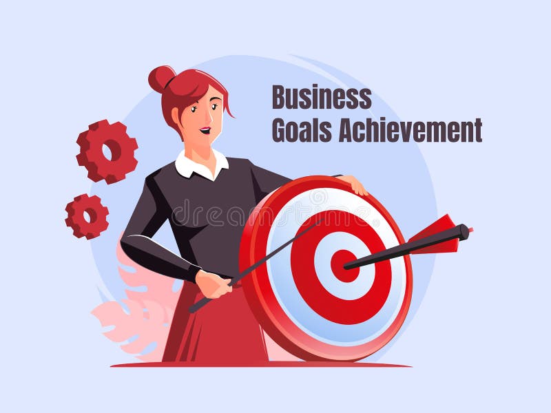 Business Goal Achievement with Dart Hitting a Target on the Center ...