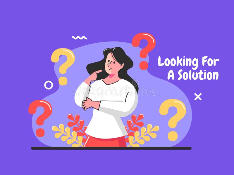 Confused Girl Thinking Looking for a Solution Stock Vector ...
