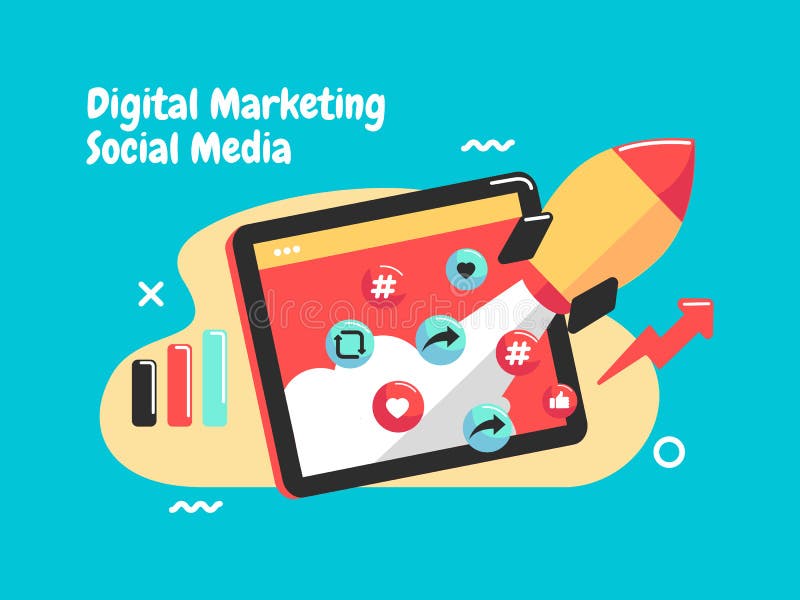 Rocket Boosting Social Media Marketing Concept Stock Vector ...