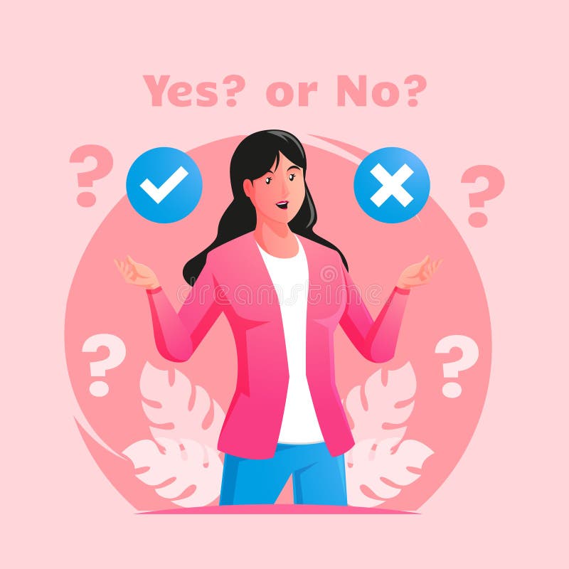 Woman Choose between Right or Left, Yes or No Stock Illustration ...