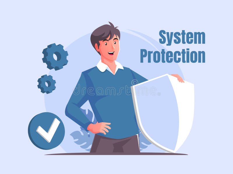 A Man Holding Shield Protection Concept Stock Vector - Illustration of ...