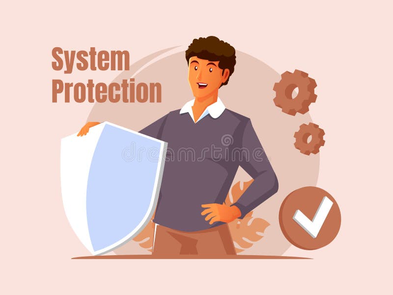 A Man Holding a Shield, Concept Protection Stock Vector - Illustration ...