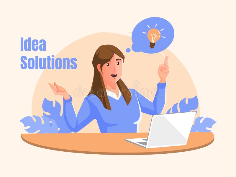 A women find solution idea stock vector. Illustration of inspiration ...