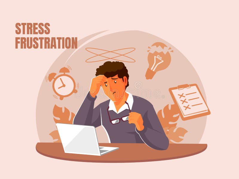 Busy Man Under Stress Frustrated Stock Vector - Illustration of laptop ...