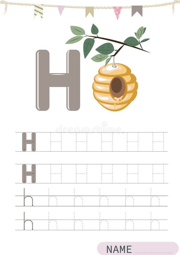 Alphabet Worksheet. Letter H. Handwriting English Letters Stock Vector ...