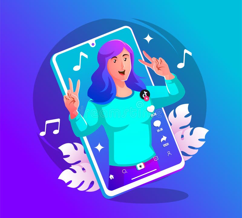 Women Singing and Dancing Create Content on Social Media Stock Vector ...