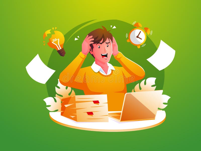 Stressed and Angry Tired and Distraught Man Clutching His Head between ...