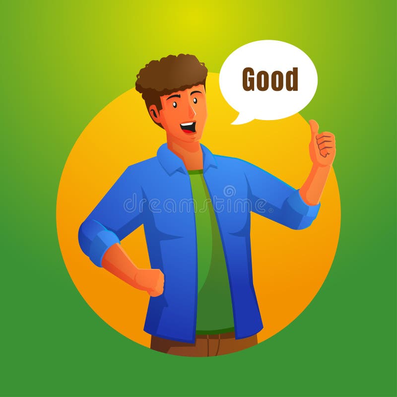 A Man Get the Satisfaction of Giving Thumbs Up Stock Vector ...