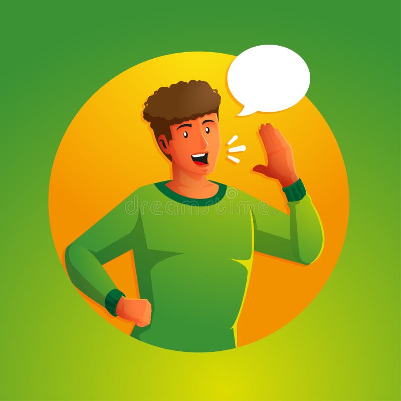 Screaming Man Talking with Speech Bubble Stock Vector - Illustration of ...