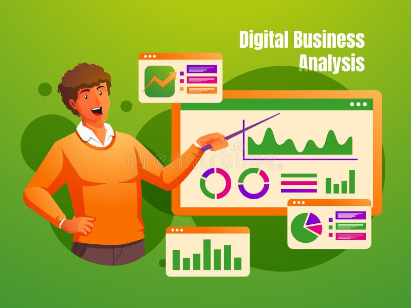 A Businessman Presentation about Digital Business Analysis Stock Vector ...
