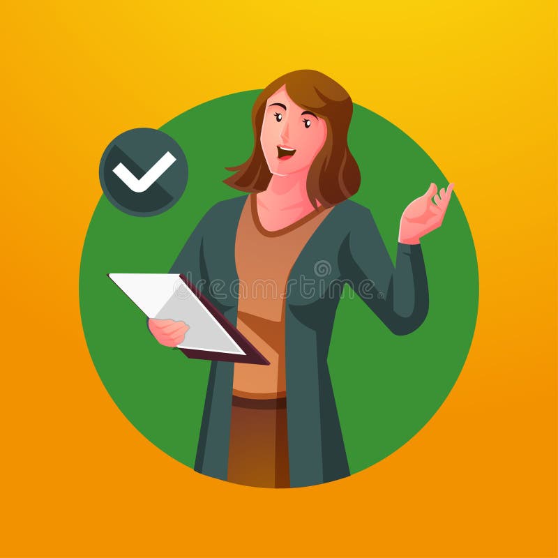 A Woman Brings a Note and Provides a Solution Stock Vector ...