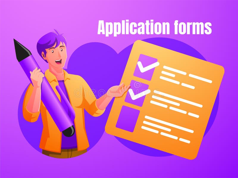 A Man Holding a Pen Application Forms Concept Stock Vector ...