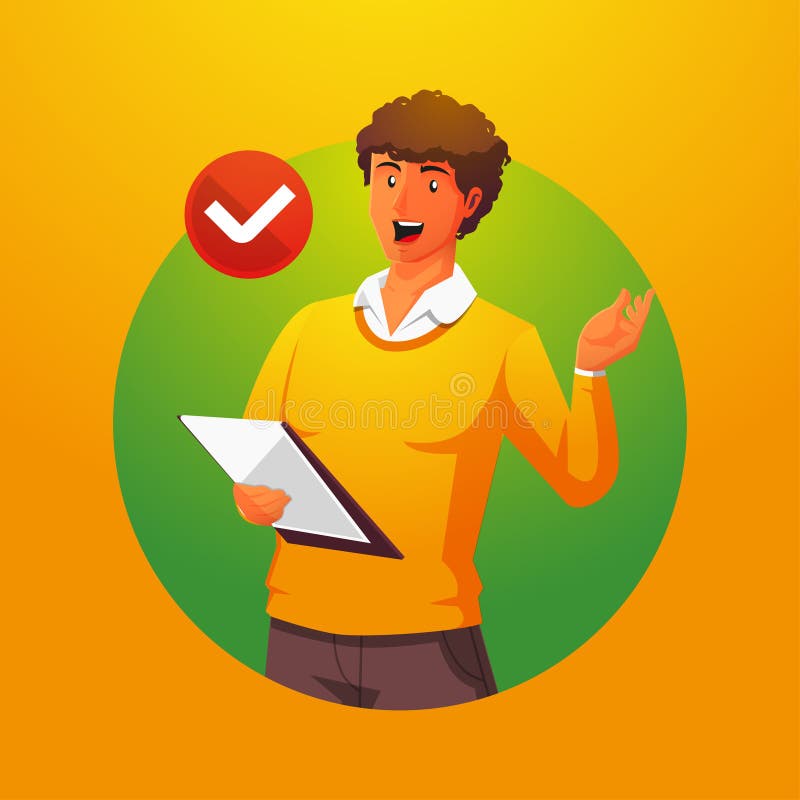 A Man Brings a Note and Provides a Solution Stock Vector - Illustration ...