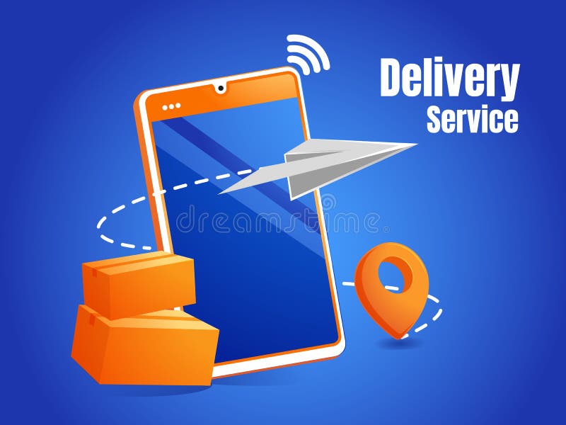 Delivery Service Application with Smartphone and Boxes Stock Vector ...