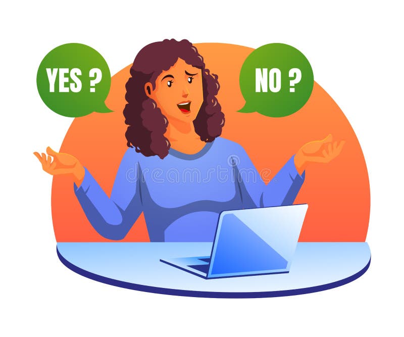 Woman Select Right or Wrong Question, Yes or No Stock Vector ...