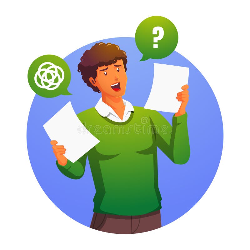 Confused and Stressed Office Worker Looking at Work Documents Stock ...