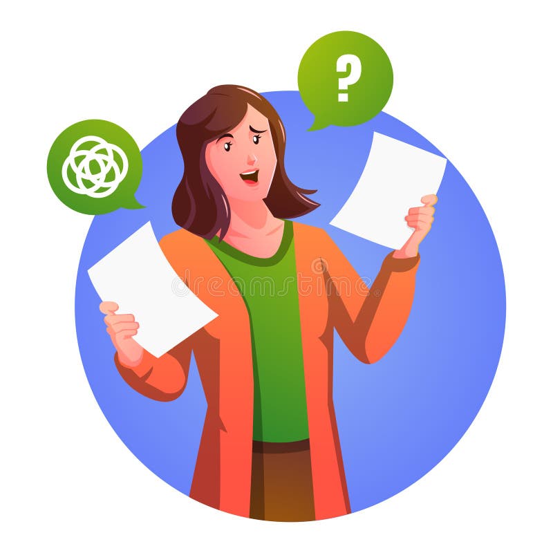 Confused and Stressed Office Worker Looking at Work Documents Stock ...