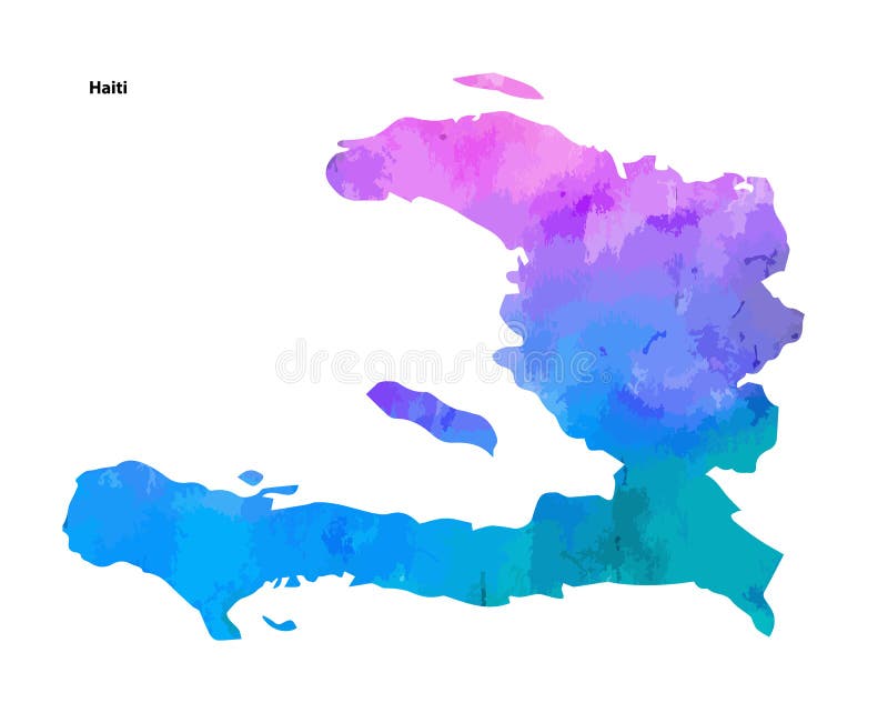 Colourful Watercolour Map Design of Country Haiti Isolated on White ...