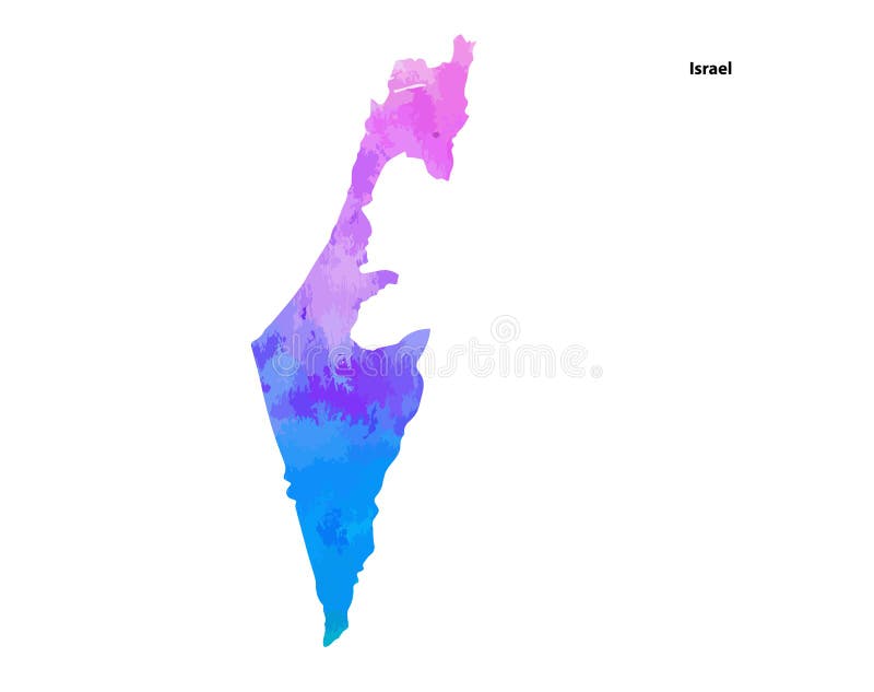 Colourful Watercolour Map Design of Country Israel Isolated on White ...