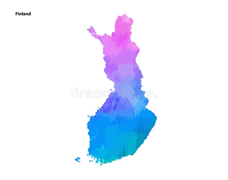 Colourful Watercolour Map Design of Country Finland Isolated on White ...