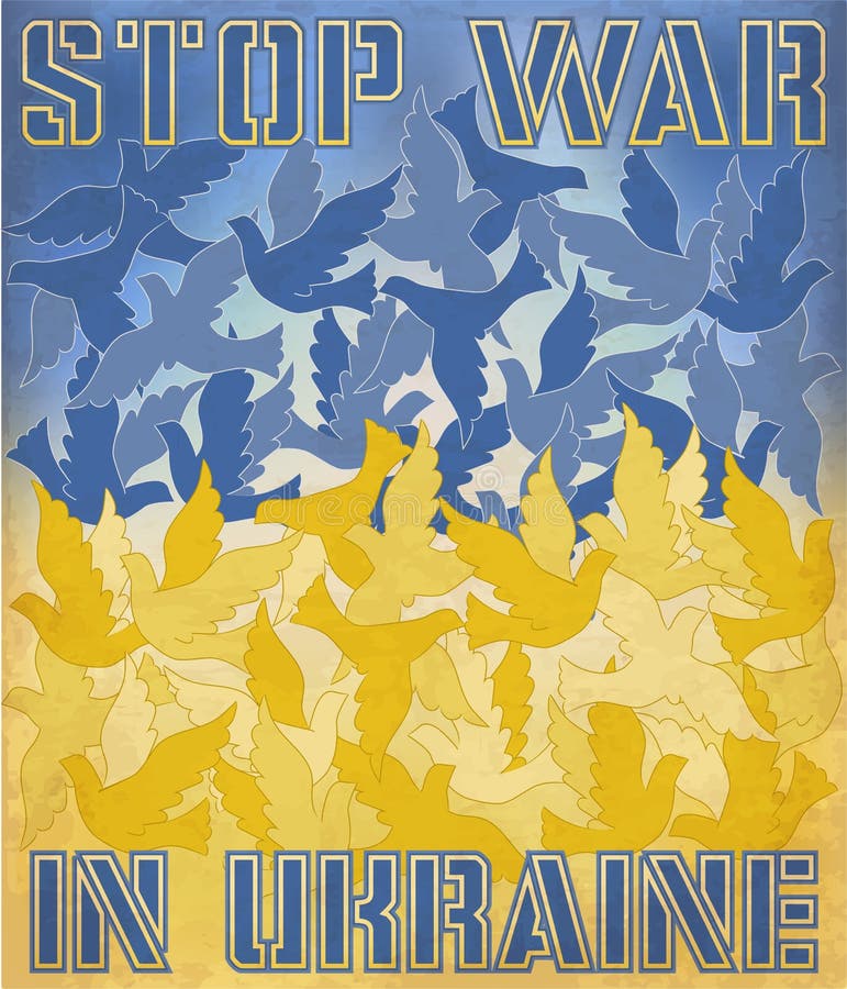 Stop War in Ukraine. Blue and Yellow Pigeons Stock Vector ...