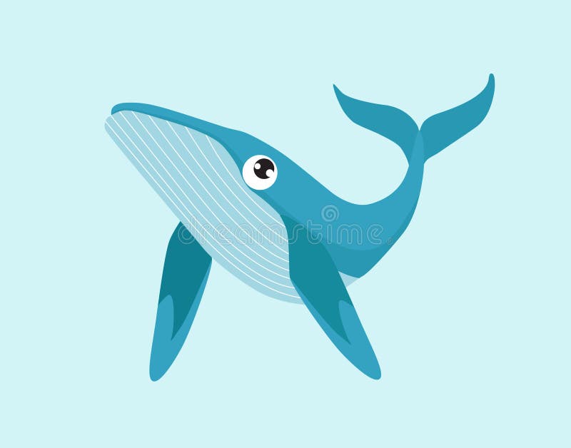 Print. Cute Vector Whale. Funny Cartoon Whale. Blue Whale. Ocean Animal ...