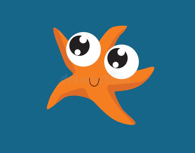 Print. Cute Vector Starfish. Little Cartoon Starfish. Ocean Animal ...