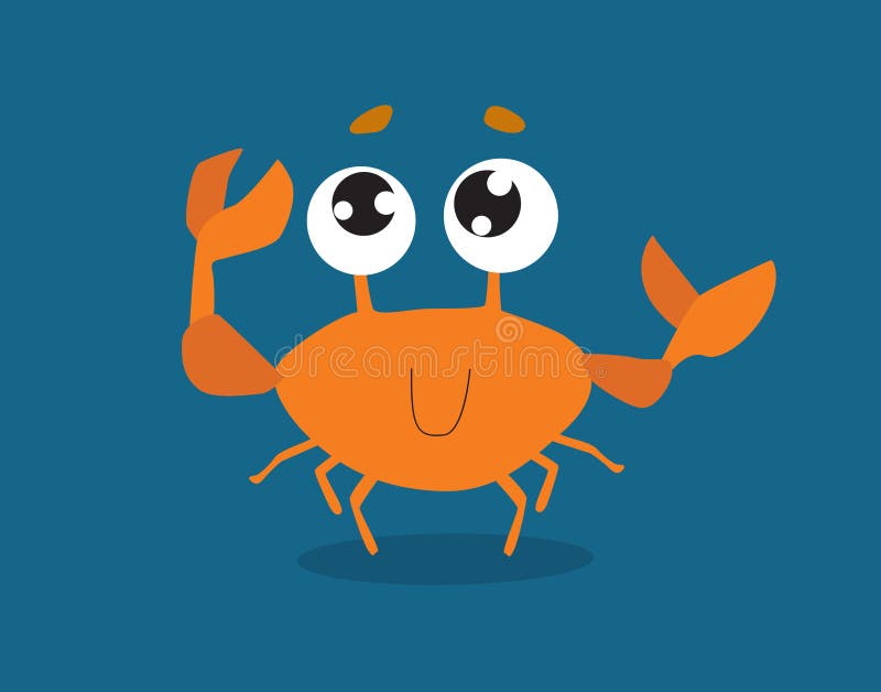 Print. Cute Crab. Little Cartoon Crab. Ocean Animal. Cartoon Character ...