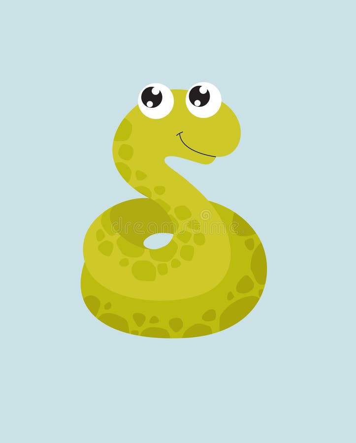 Print. Cute Vector Snake. Little Cartoon Snake. Jungle Animal ...