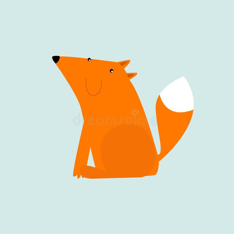Print. Cute Fox. Wild Forest Animal. Funny Cartoon Fox. Cartoon Character. Fox is Sitting. Stock ...