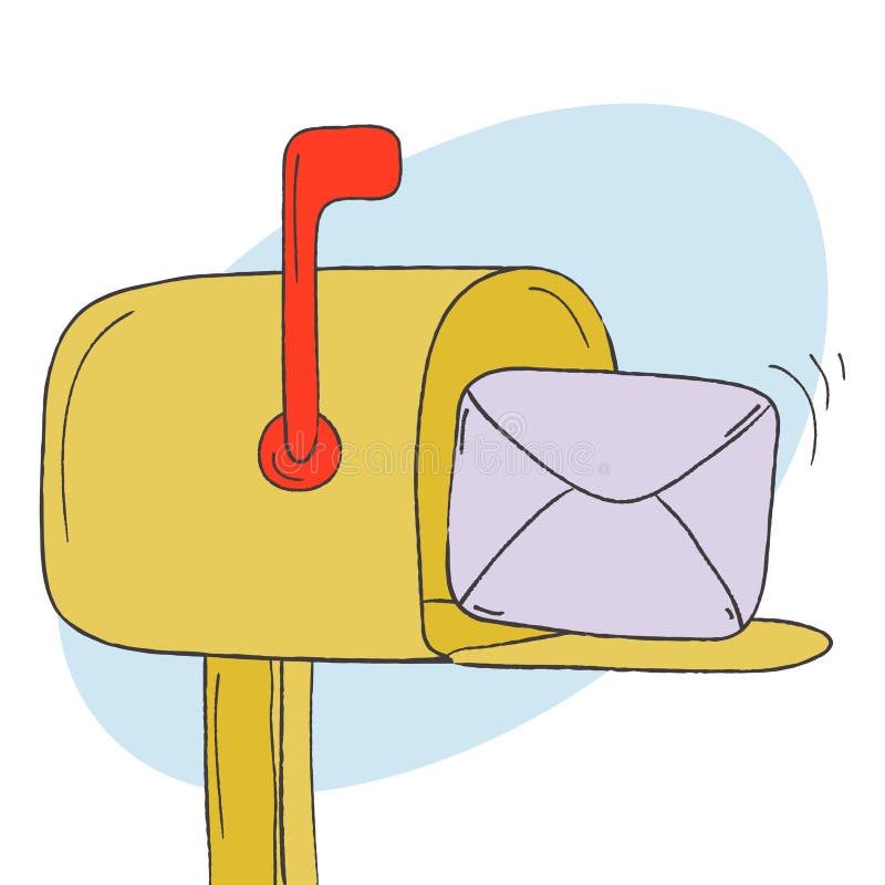 Open Mailbox with Raised Flag and Letter Inside Stock Illustration ...